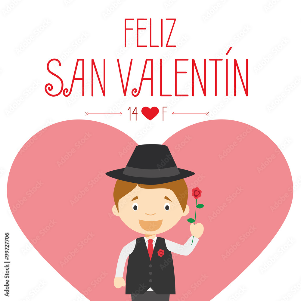 Ilustración de vector del Día de San Valentín con texto en español y ...