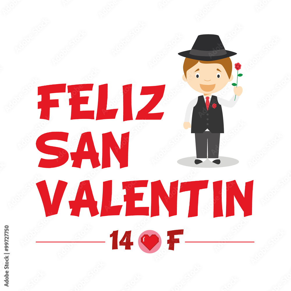 Ilustración de vector del Día de San Valentín con texto en español y ...