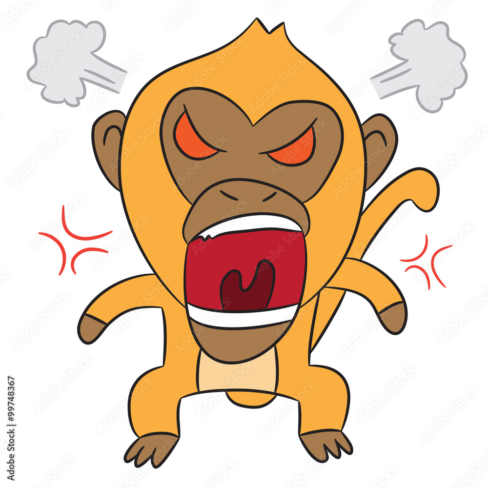 vector cartoon character monkey angry Stock Vector | Adobe Stock