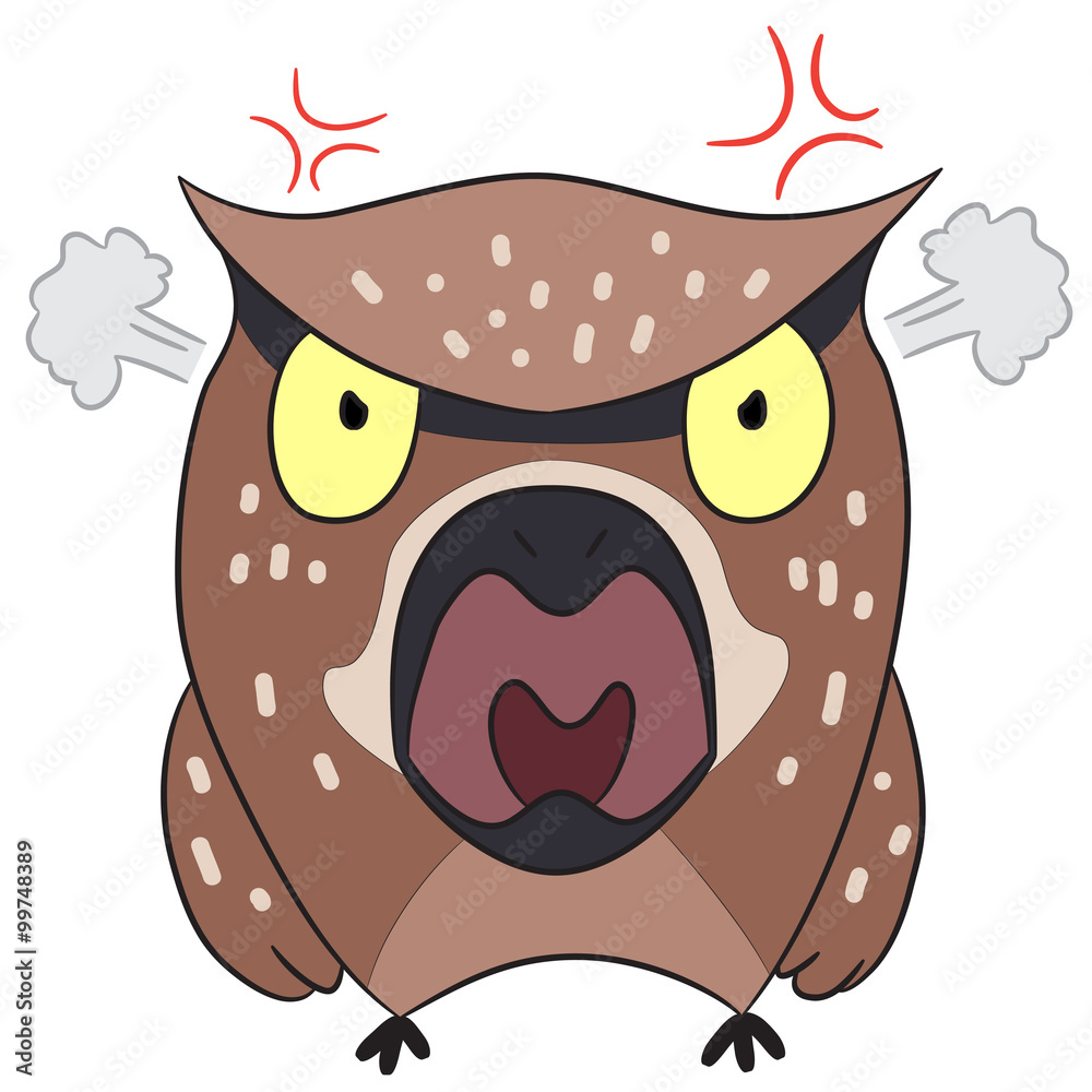 vector cartoon character owl angry Stock Vector | Adobe Stock