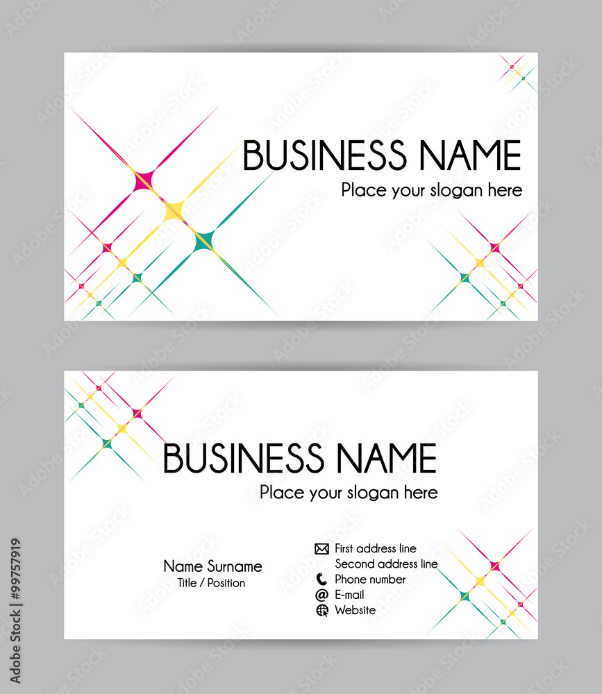 Stars graphic business card design. Front and back. Vector set. Stock ...