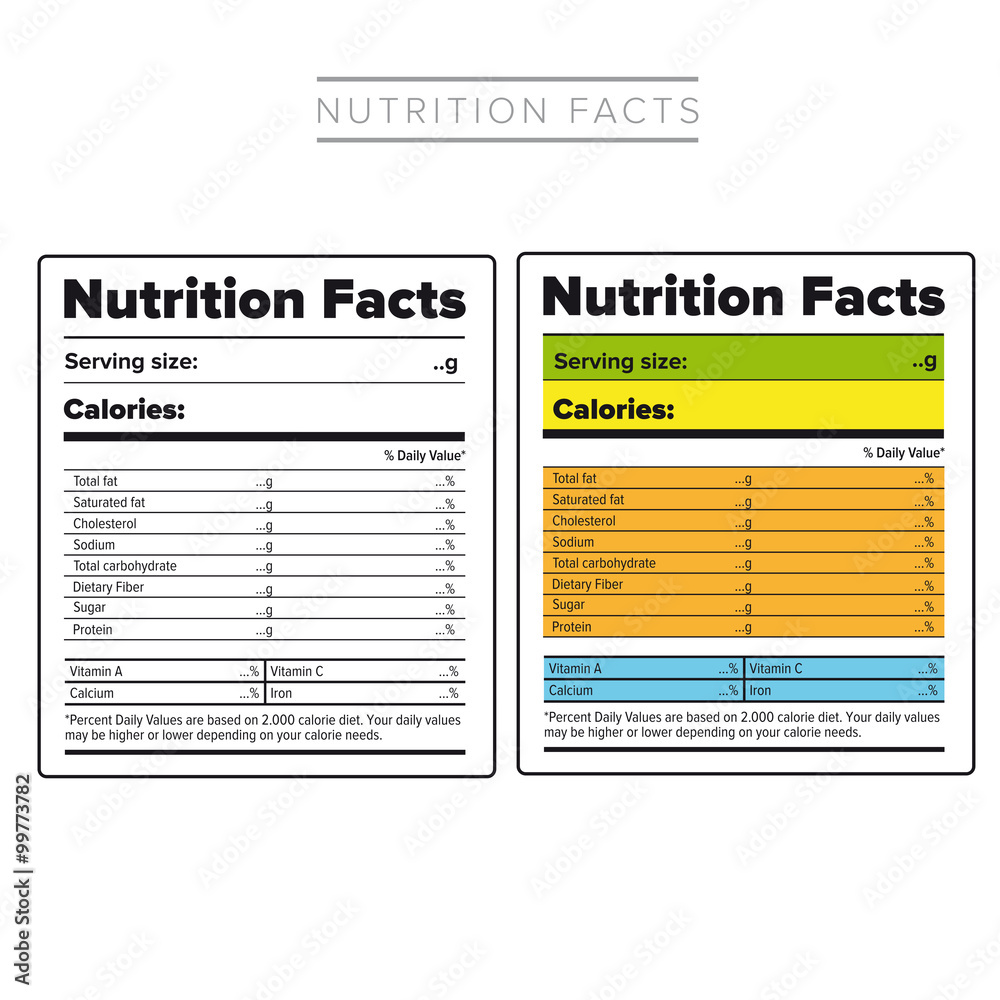 Nutrition Facts label vector color Stock Vector | Adobe Stock