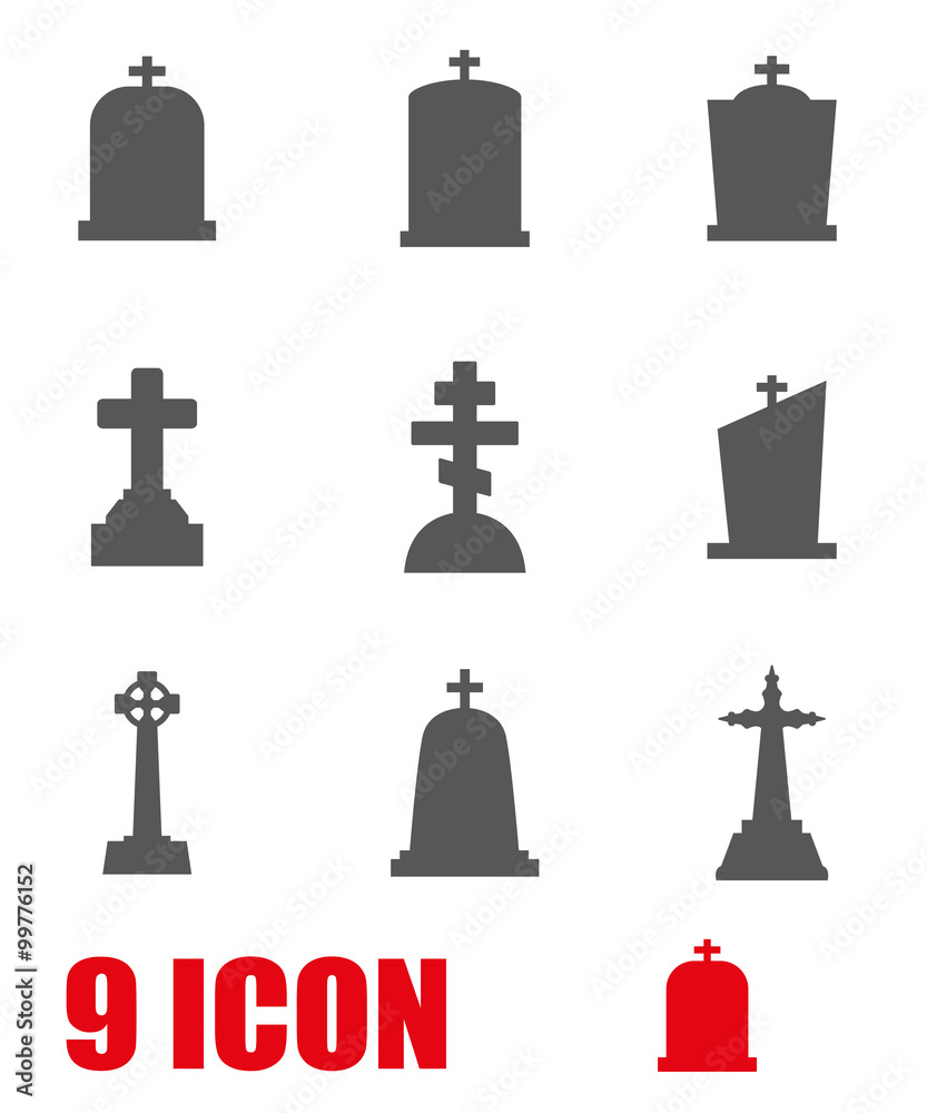 Vector grey gravestone icon set. Gravestone Icon Object, Gravestone ...