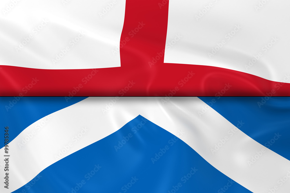 Flags of England and Scotland Split in Half - 3D Render of the English ...