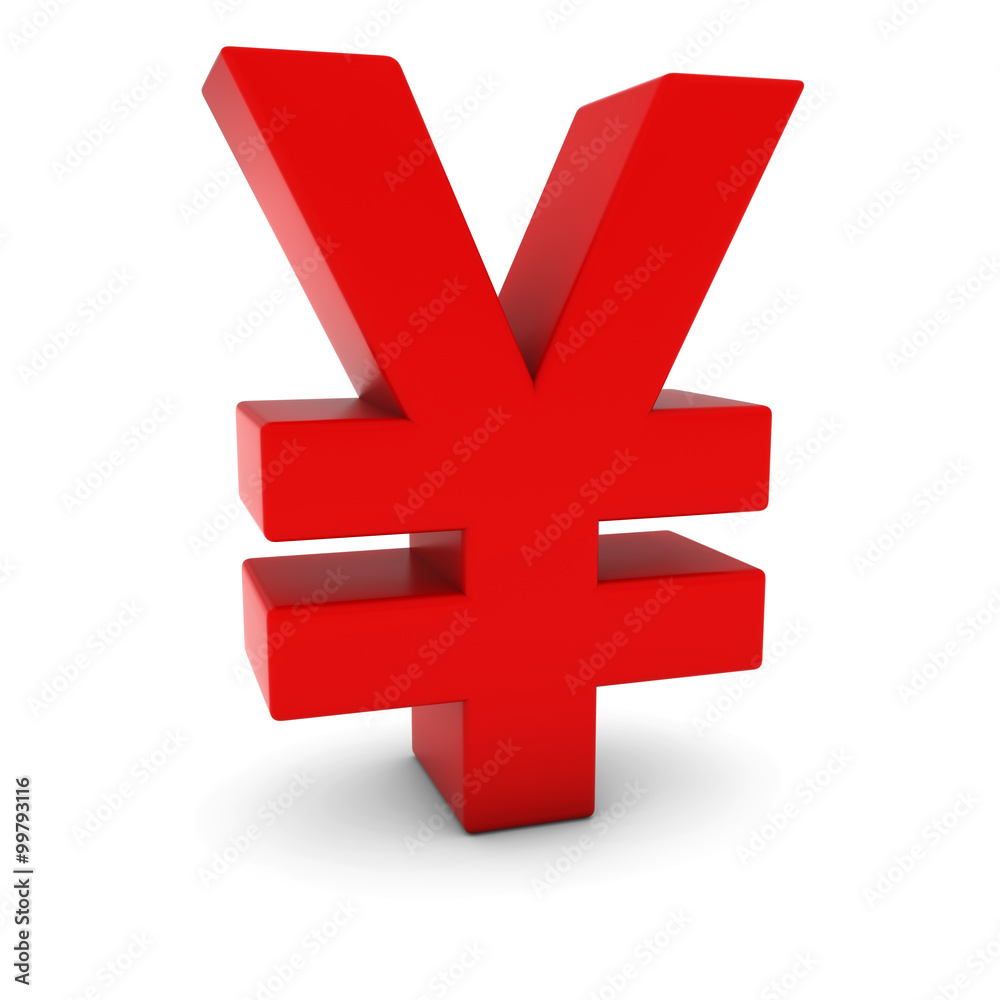 Red 3D Yen Symbol Isolated on White Background with Shadows Stock Illustration | Adobe Stock