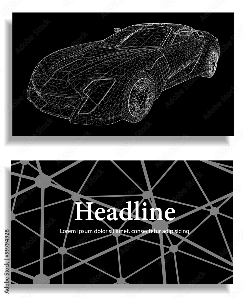 Abstract Creative concept vector background of 3d car model. Sports car ...