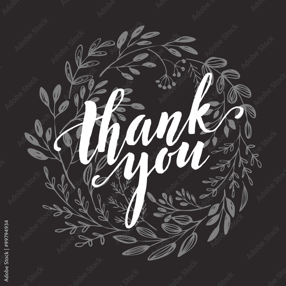 Thank You Card chalk drawing on the blackboard. Vector illustration ...