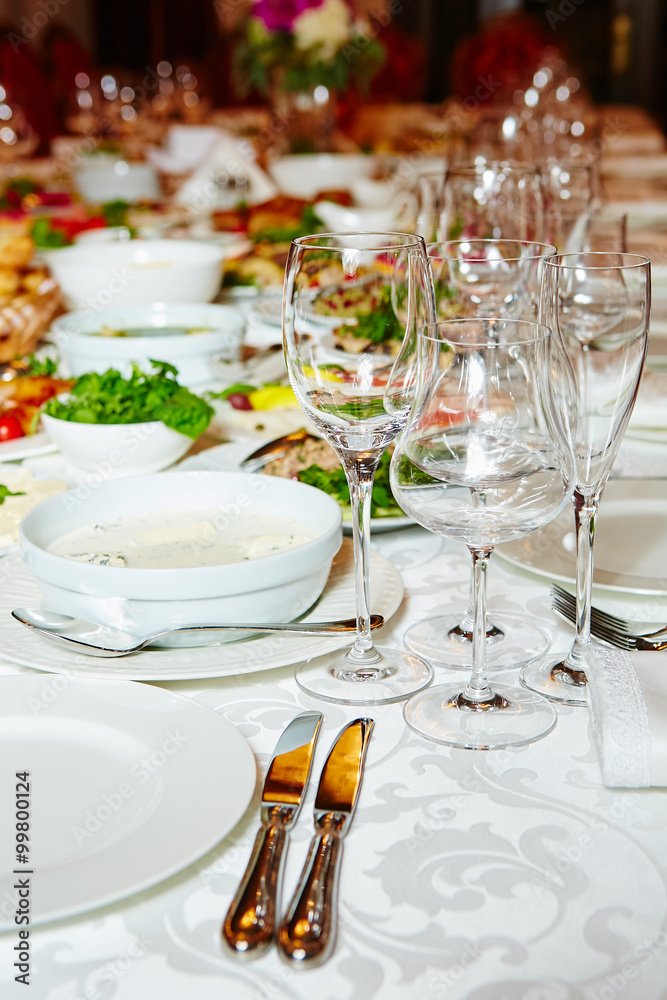 Table set for catered event dinner Stock Photo | Adobe Stock