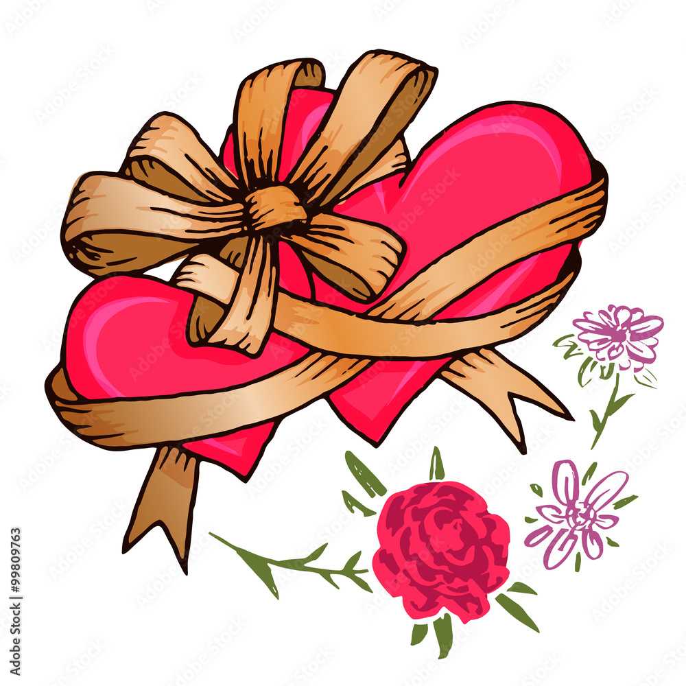 Two Heart With Ribbon