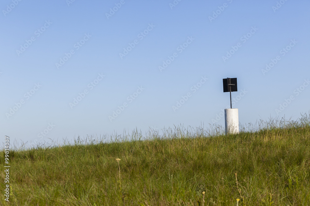 Hilltop Beacon Marker structure mapping landmarks on rural hilltop ...
