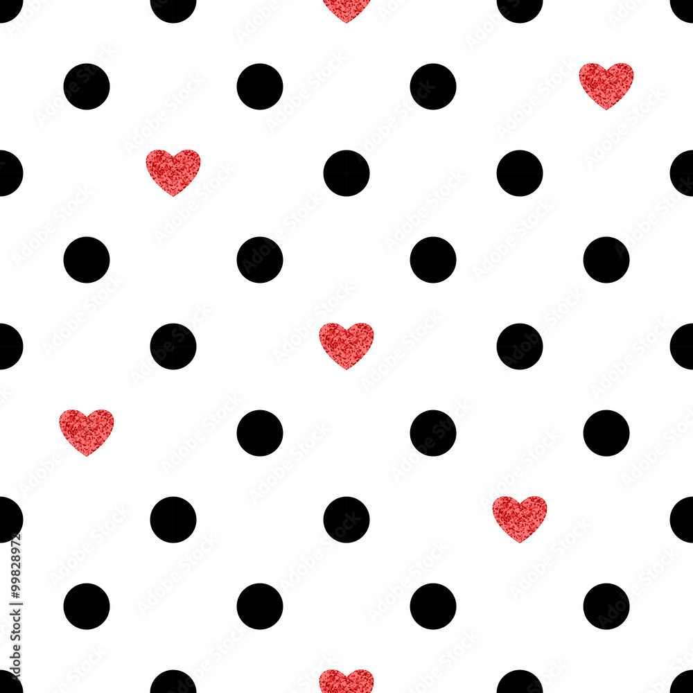 Red Heart Polka Dot Background