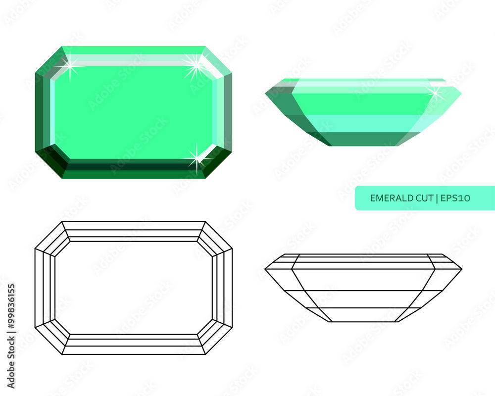 Emerald cut flat style illustration Stock Vector | Adobe Stock