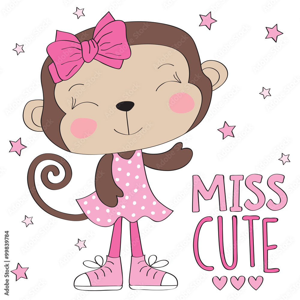 Cute Monkey Girl Cartoon