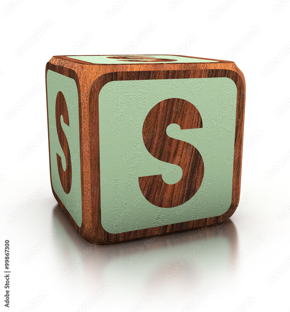 letter s cubes font. wooden block isolated on white. alphabet concept ...
