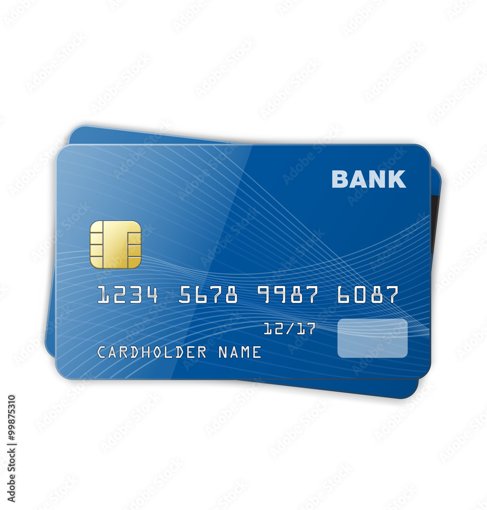 Credit card isolated on white background. Detailed vector illustration ...