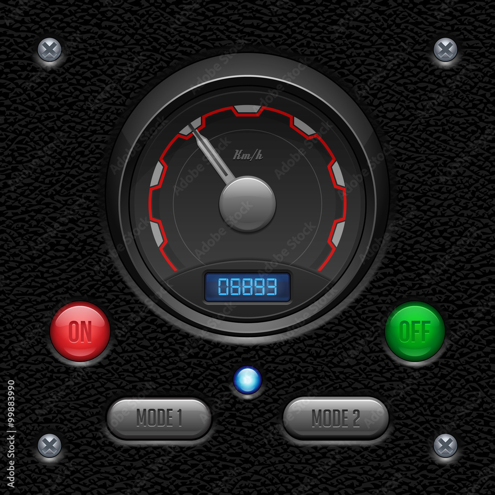 Leather UI Application Software Controls Set. Switch, Button, Lamp, Car ...