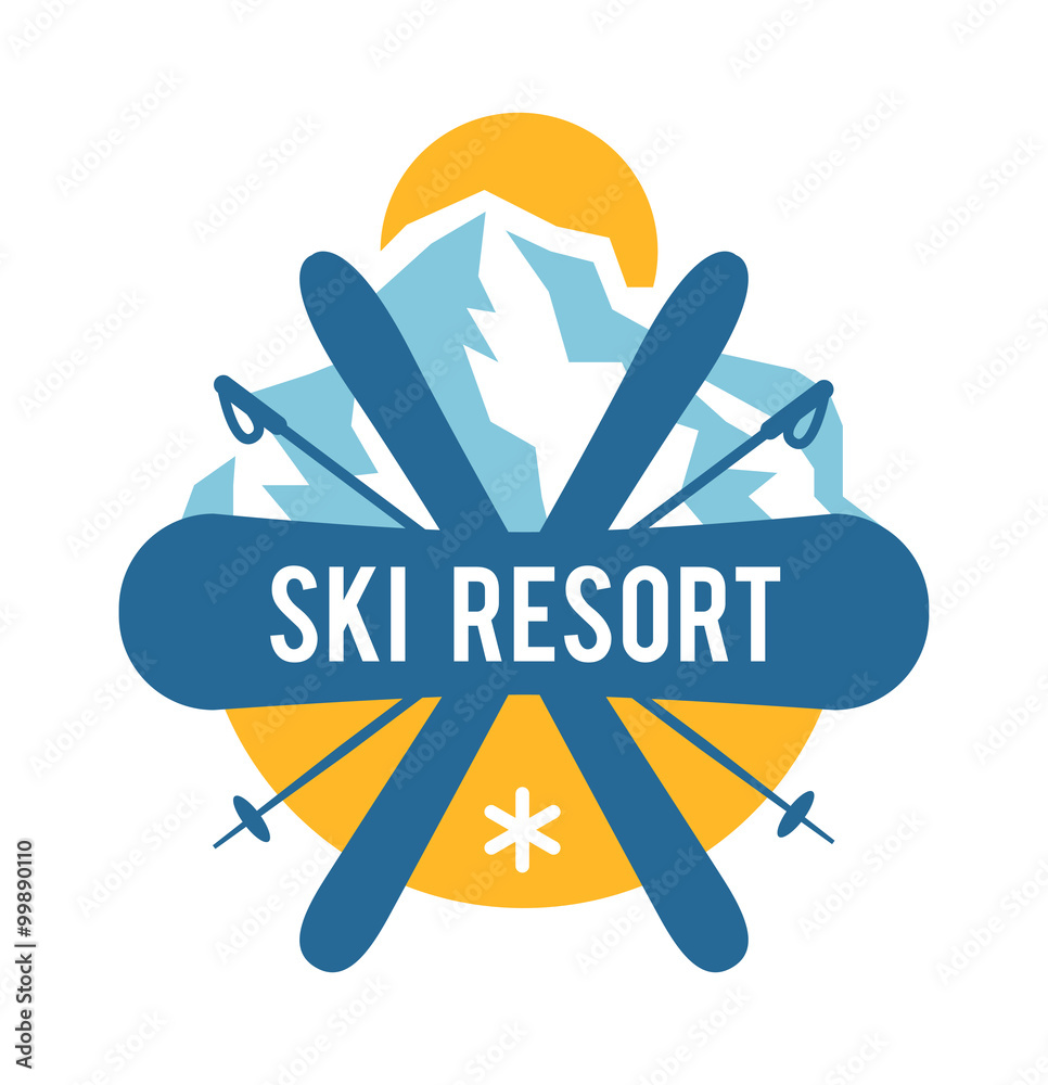 Ski resort logo emblems, labels badges vector elements Stock Vector ...