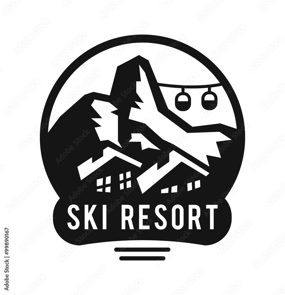 Ski resort logo emblems, labels badges vector elements Stock Vector ...