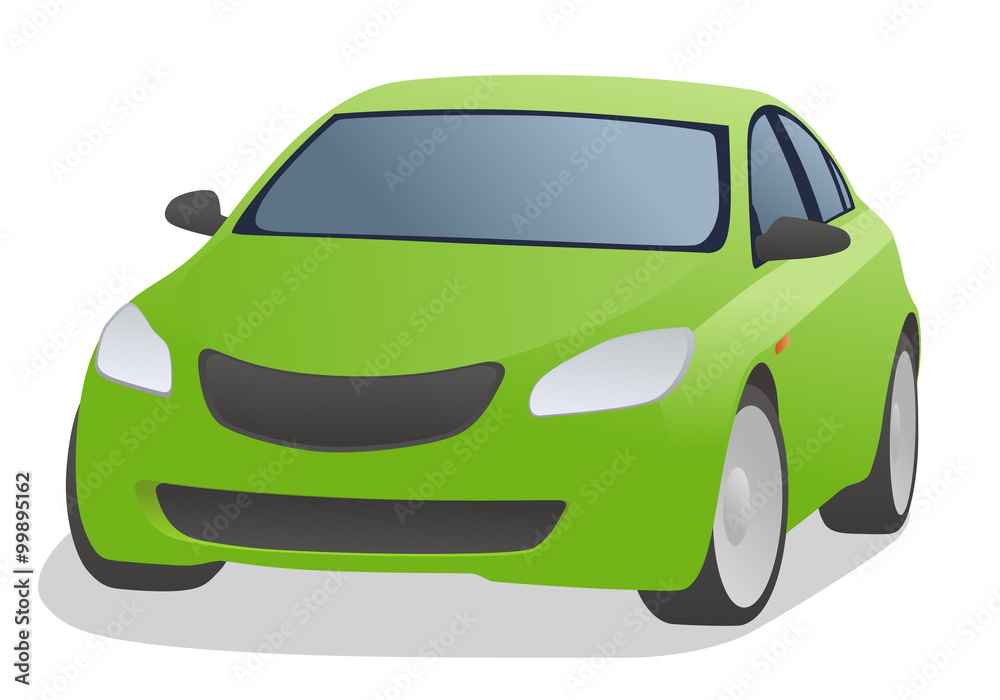 green car, front view, vector illustration Stock Vector | Adobe Stock