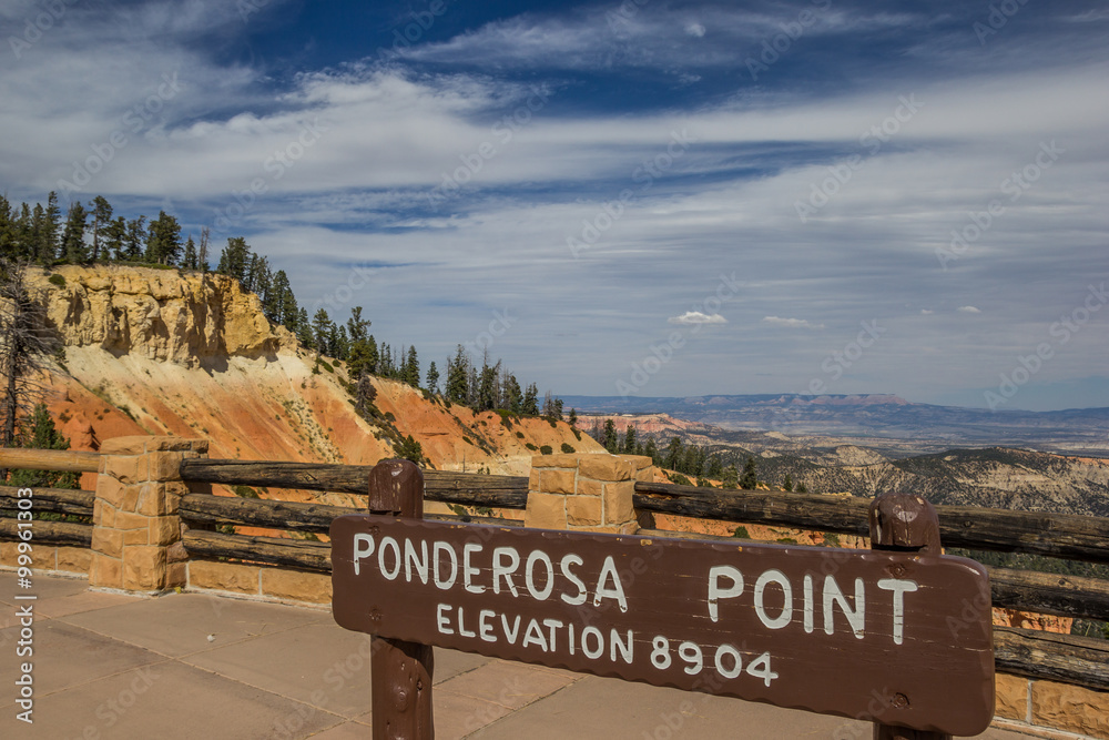 Sign at Ponderosa Point in Bryce Canyon Stock Photo | Adobe Stock
