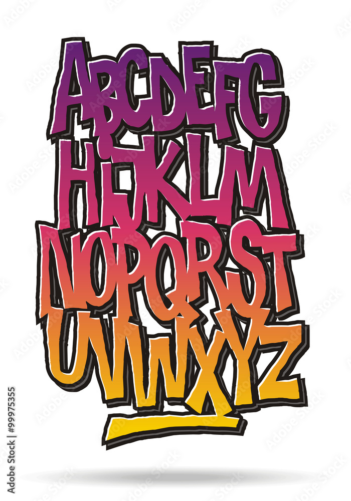 Bright Cartoon Comic Graffiti Doodle Font Alphabet Vector Clipart