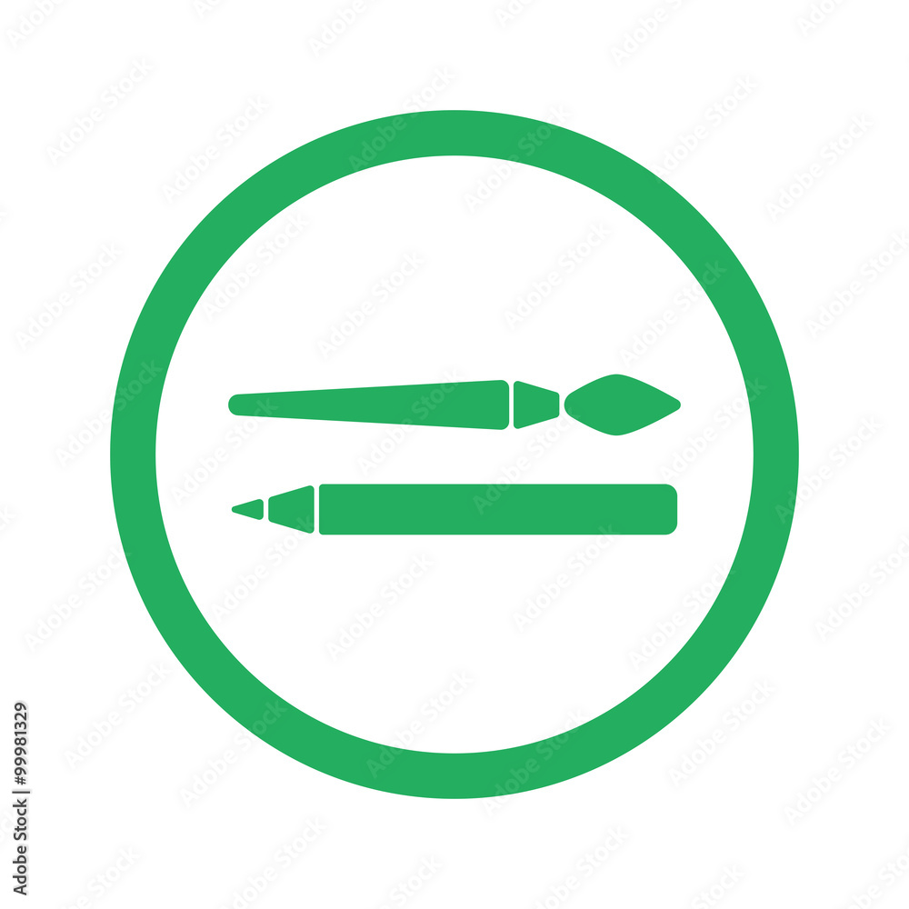 Flat green Paintbrush icon and green circle Stock Vector | Adobe Stock