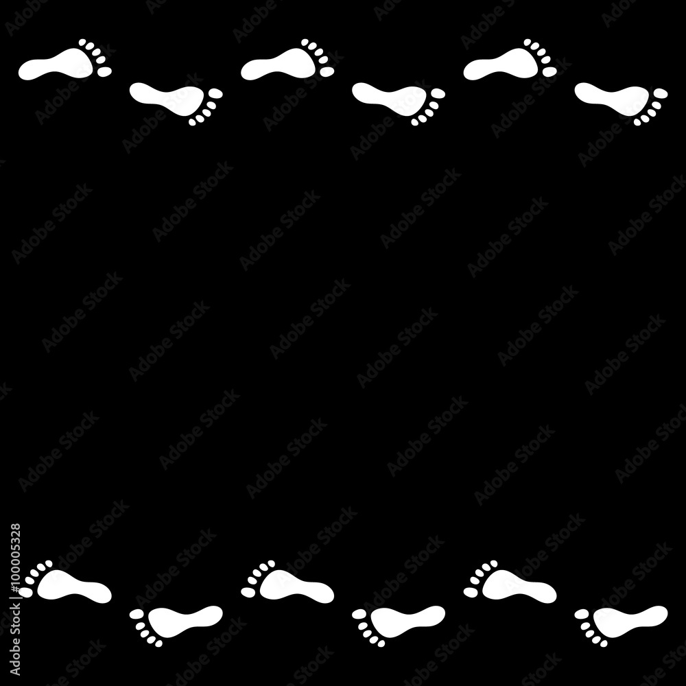 Footprints black and white border frame, vector Stock Vector | Adobe Stock