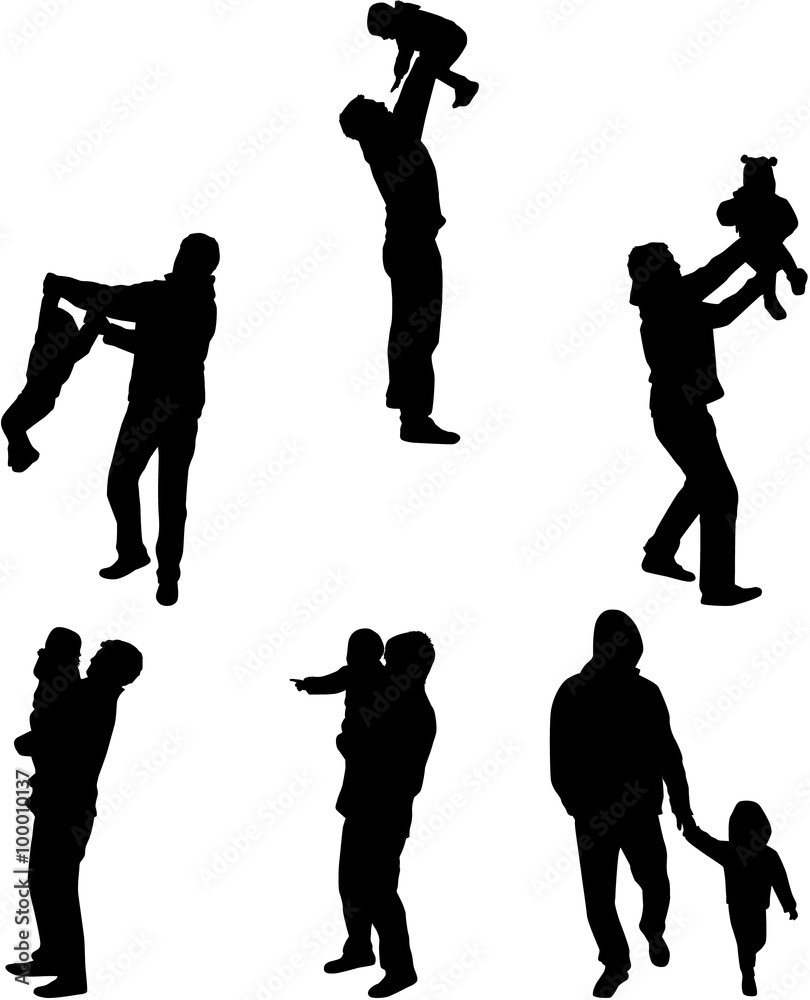Silhouette father of the child. Stock Vector | Adobe Stock