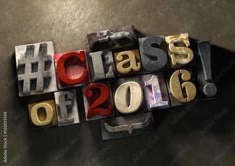 Class Reunion 2016 title in grungy wood block print lettering on ...