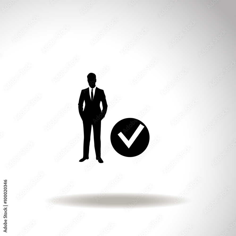 Check mark, businessman symbol Stock Vector | Adobe Stock