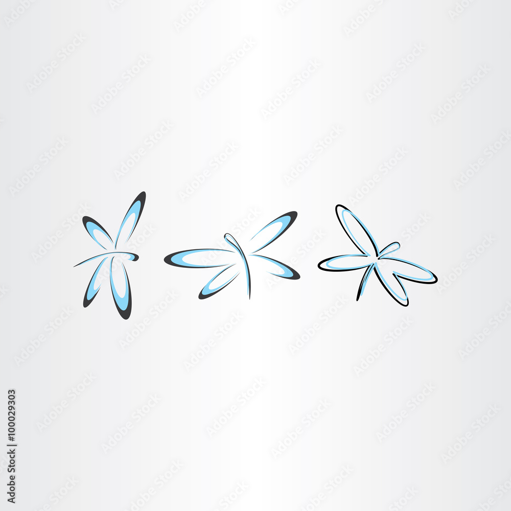 stylized dragonfly vector logo icon set Stock Vector | Adobe Stock
