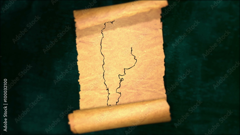 Argentina Map Painting Unfolding Old Paper Scroll 3D 4K vídeo do Stock ...