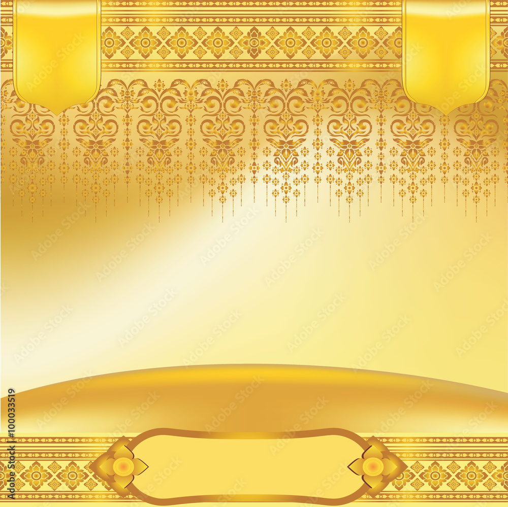 gold line thai silk pattern line vector design for text background ...