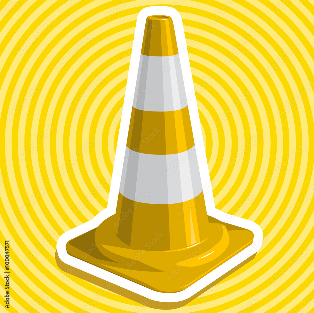 Golden yellow nice plastic traffic cone with outline border with white ...