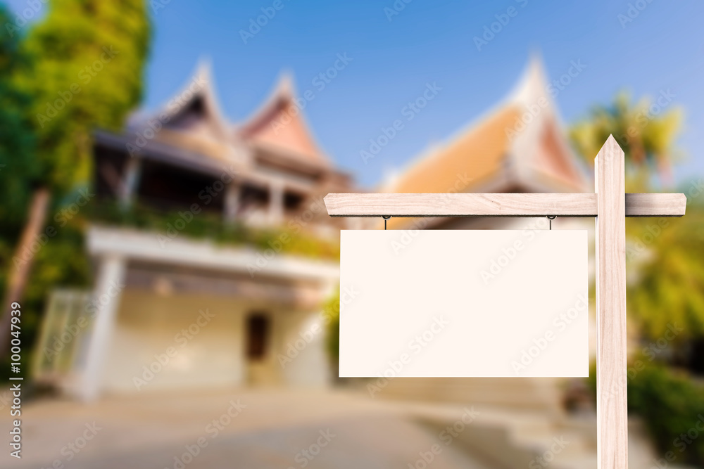 blank sign with exterior house background Stock Photo | Adobe Stock
