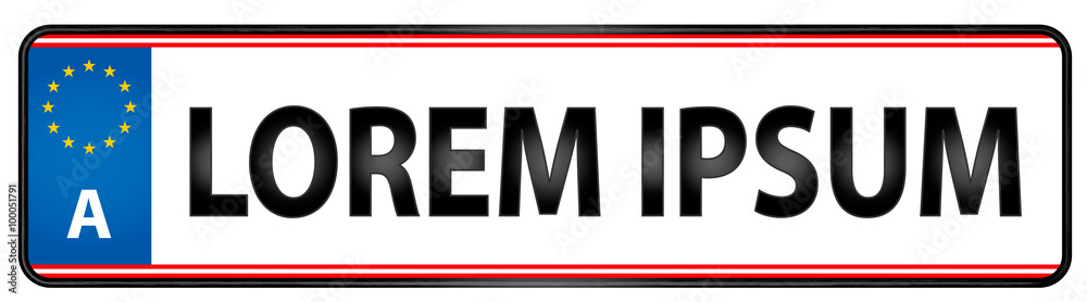 Österreichisches Auto-Kennzeichen Nummerntafel mit Textfreiraum ...