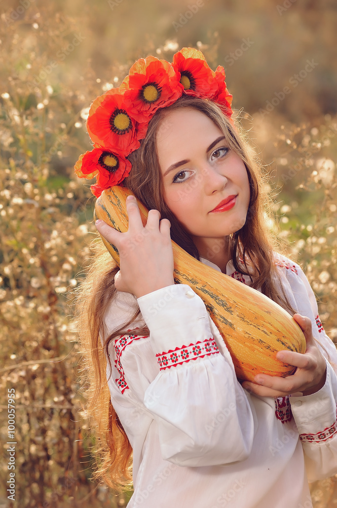 Girl in the Ukrainian national native costume/Beautiful Ukrainian girl ...