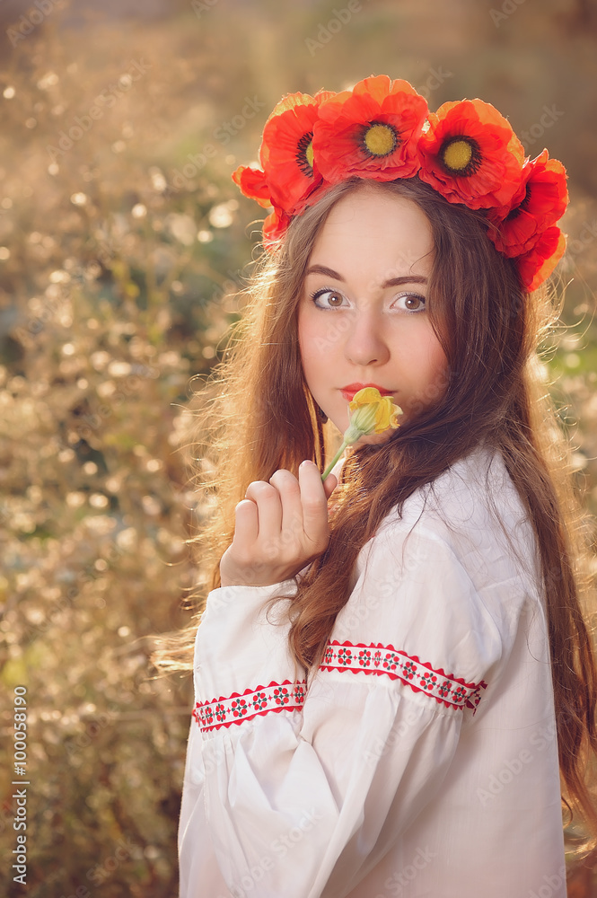 Girl in the Ukrainian national native costume/Beautiful Ukrainian girl ...