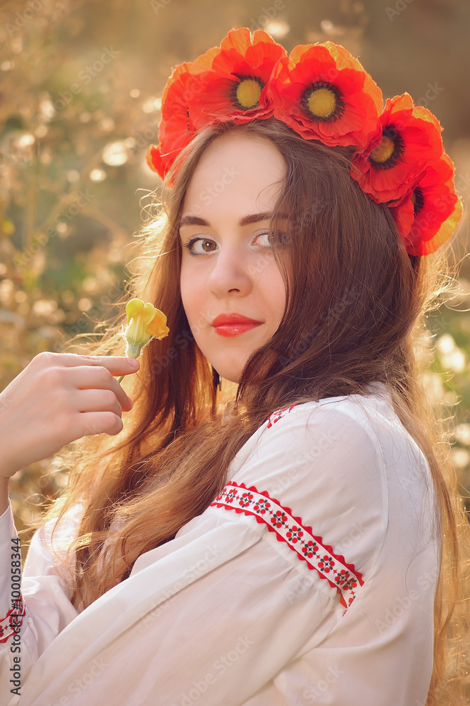 Girl in the Ukrainian national native costume/Beautiful Ukrainian girl ...