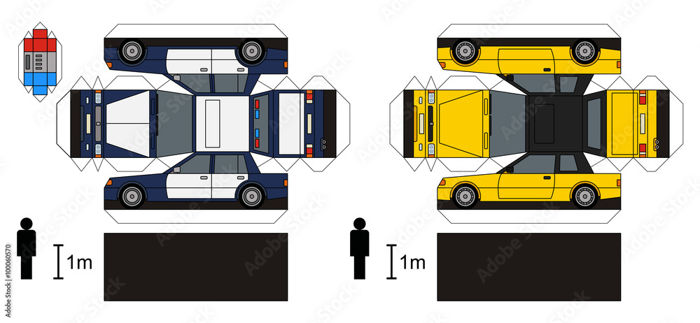 Paper model of two cars / any real types, vector illustration Stock ...