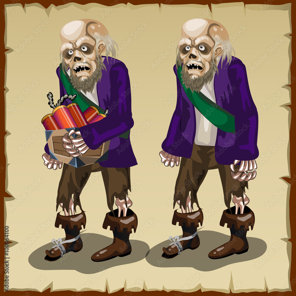 Zombie with dynamite, cartoon character for animation Stock Vector ...