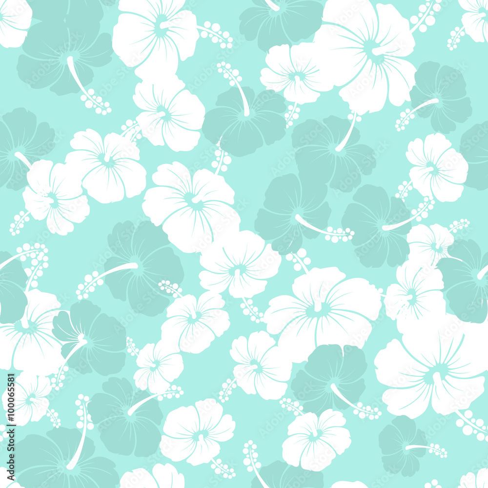Hawaiian Seamless Pattern with hibiscus flowers Stock Vector | Adobe Stock