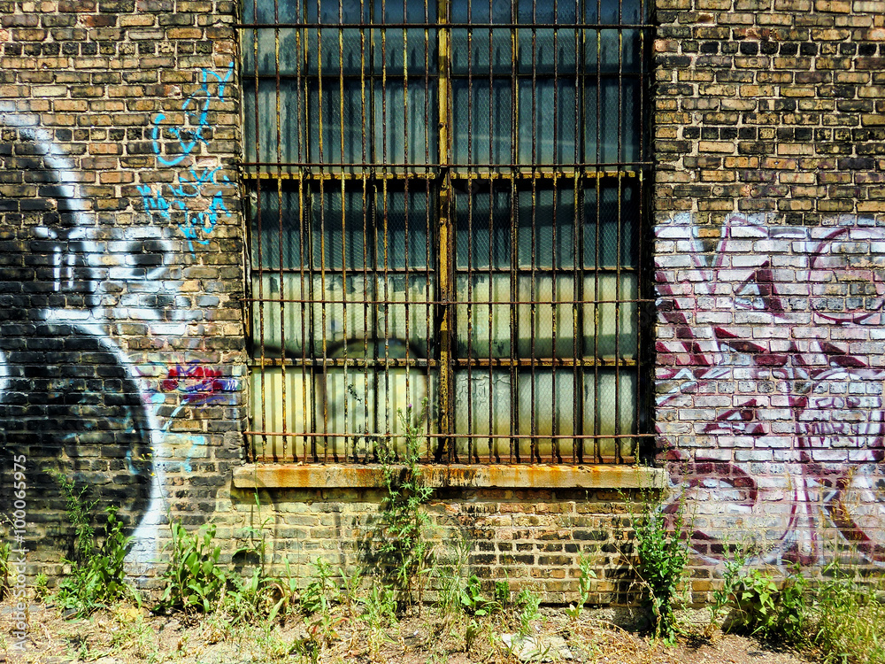 Rusted window in industrial corridor in daylight Stock Photo | Adobe Stock