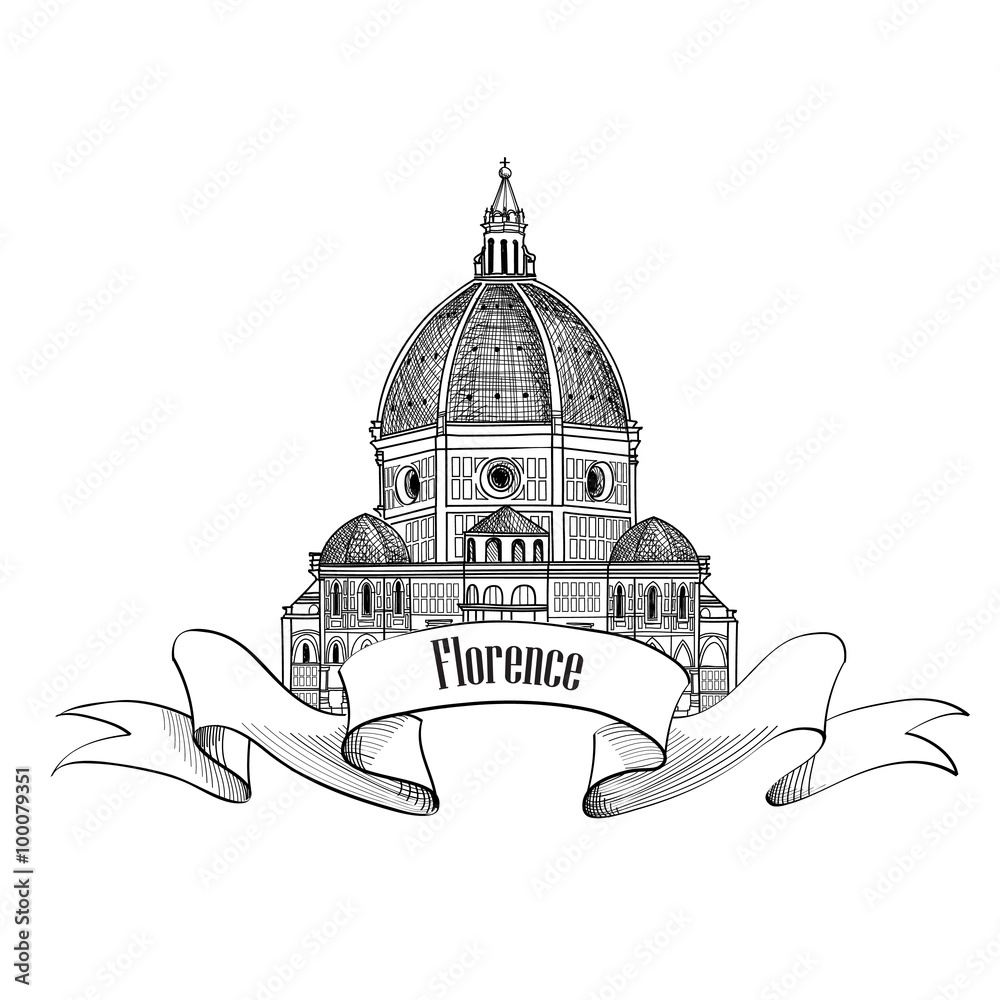 Florence symbol. Travel Italy label. famous italian place ...