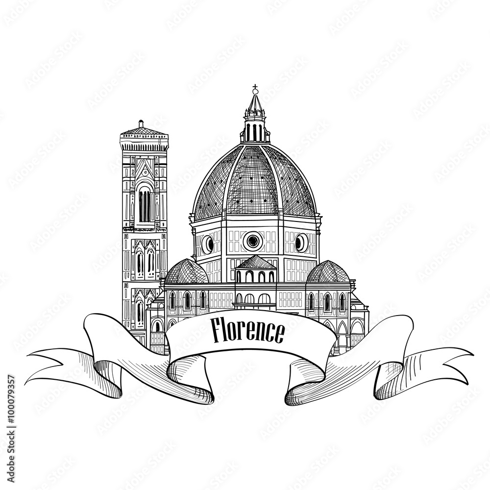 Florence symbol. Travel Italy label. famous italian place ...