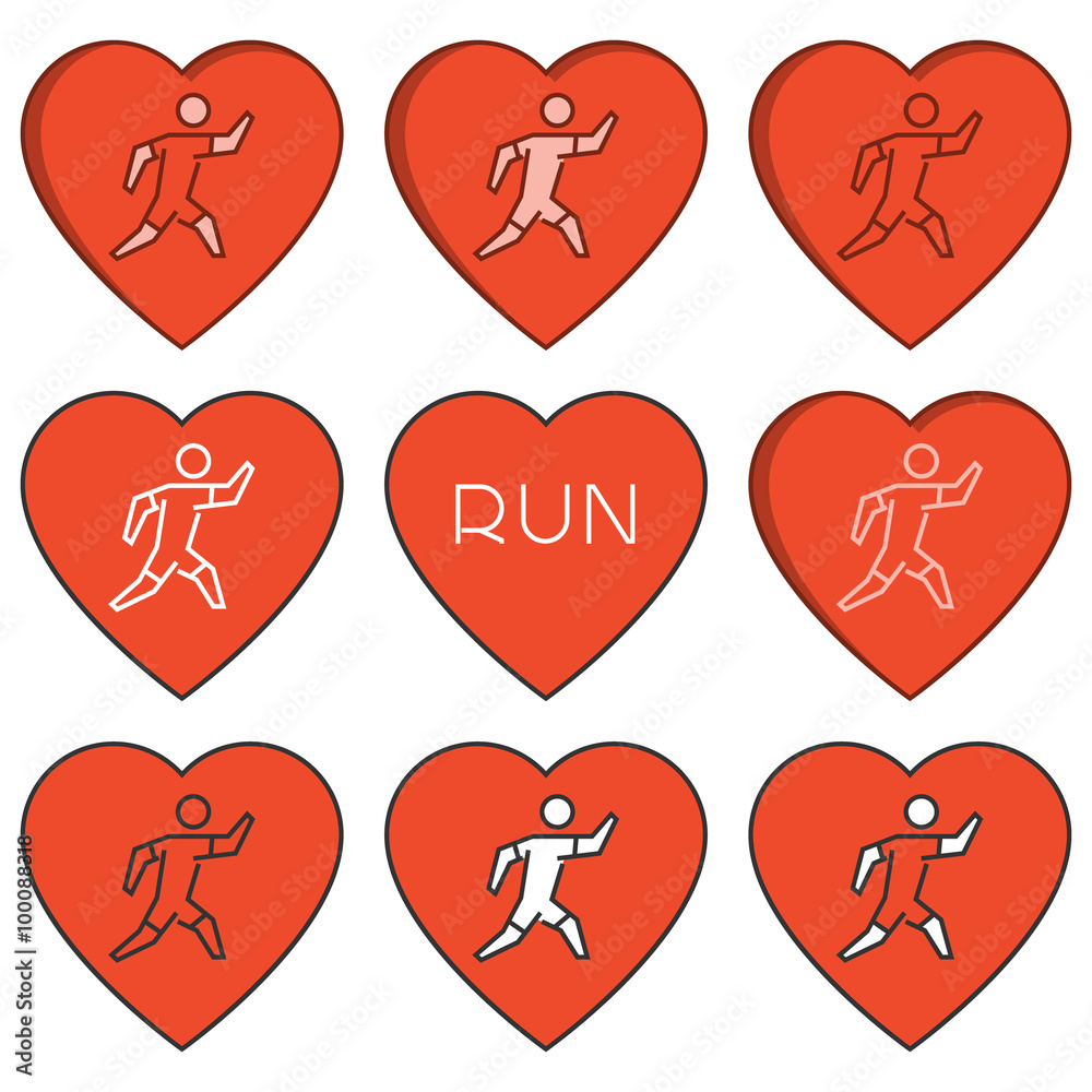 Vector linear running logo and symbol. I love run. Stock Vector | Adobe ...