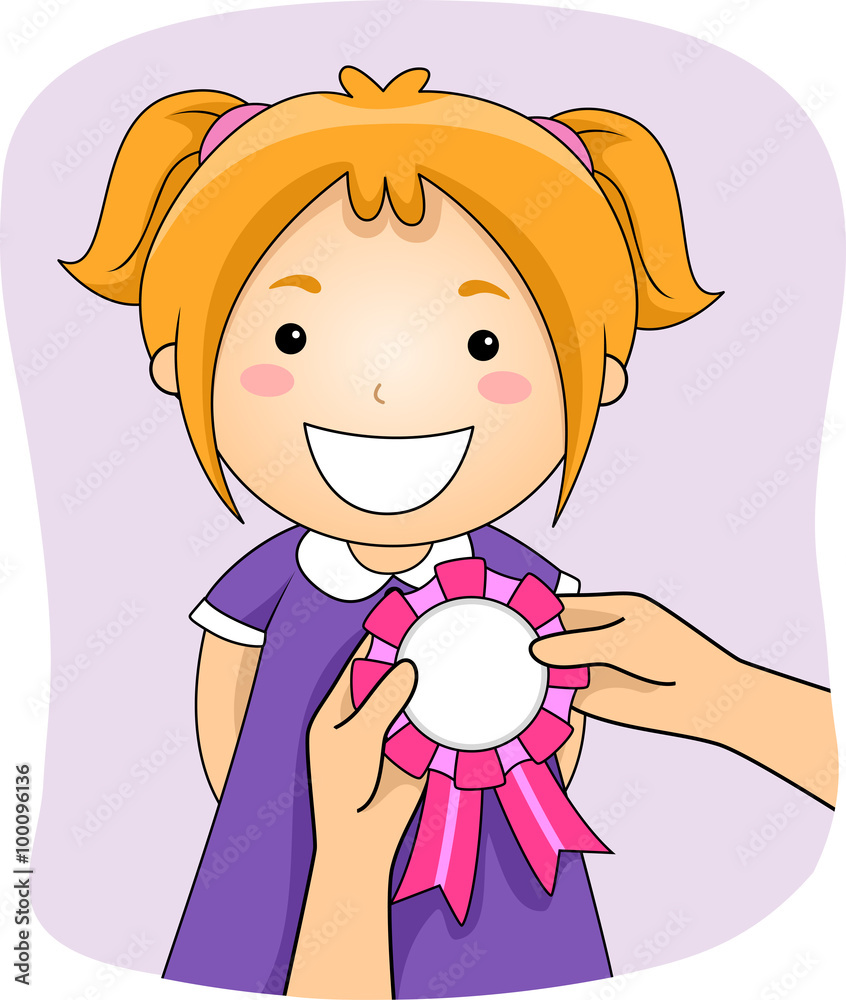 Kid Girl Ribbon Award Stock Vector | Adobe Stock