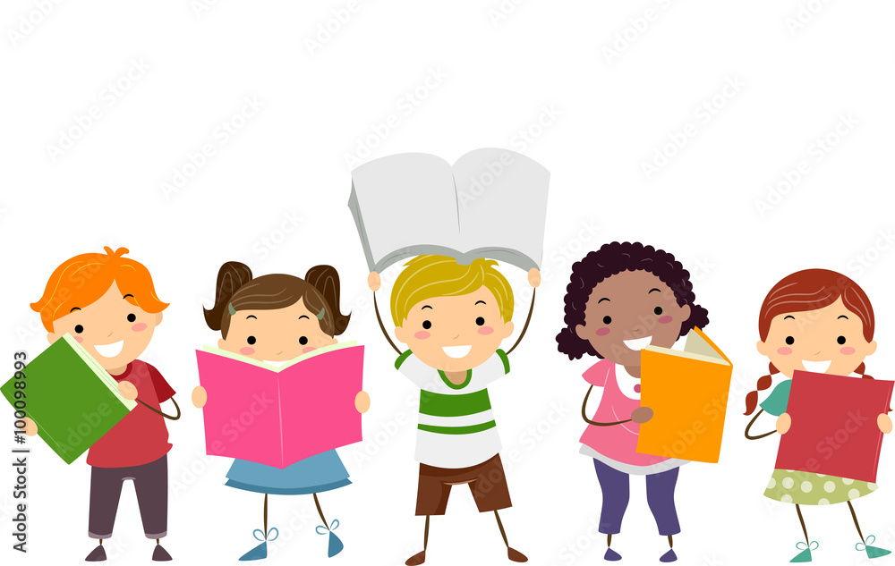 Stickman Kids Books Stock Vector | Adobe Stock