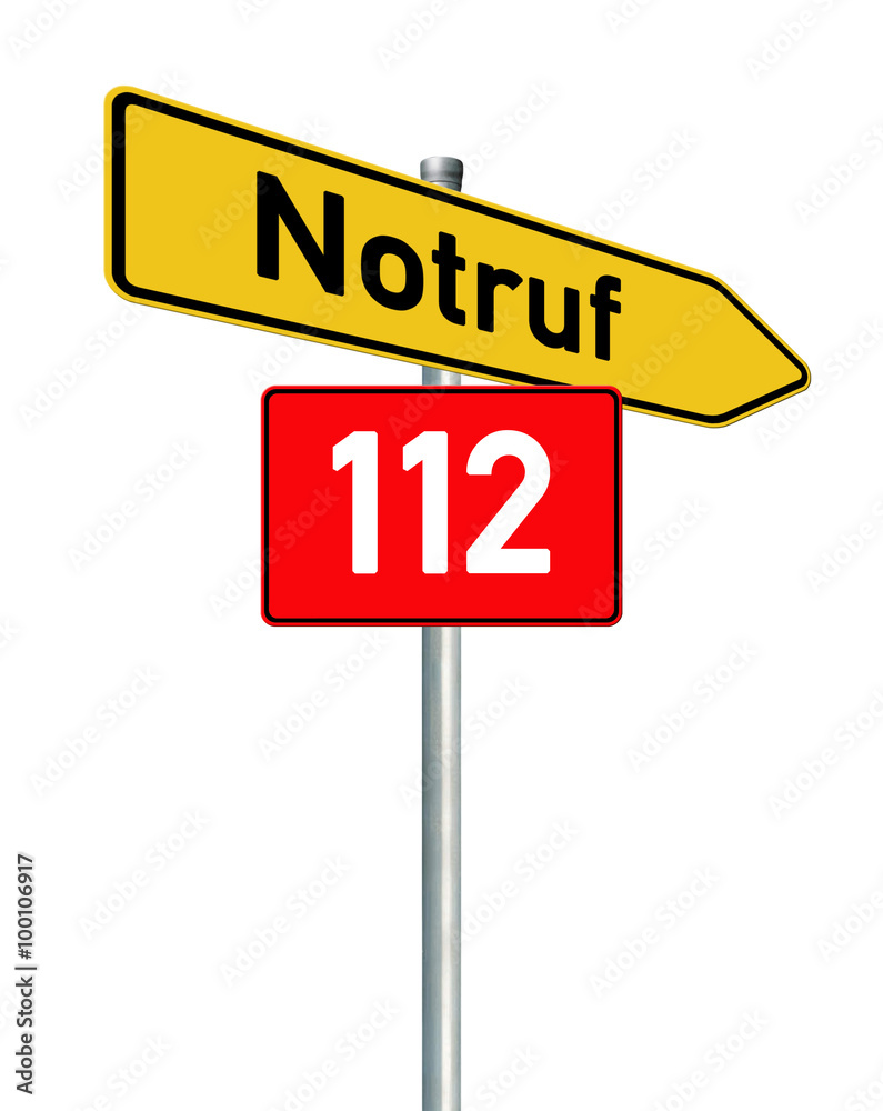 Euronotruf 22 / Wegweiser "Notruf 112", freigestellt Stock Illustration ...