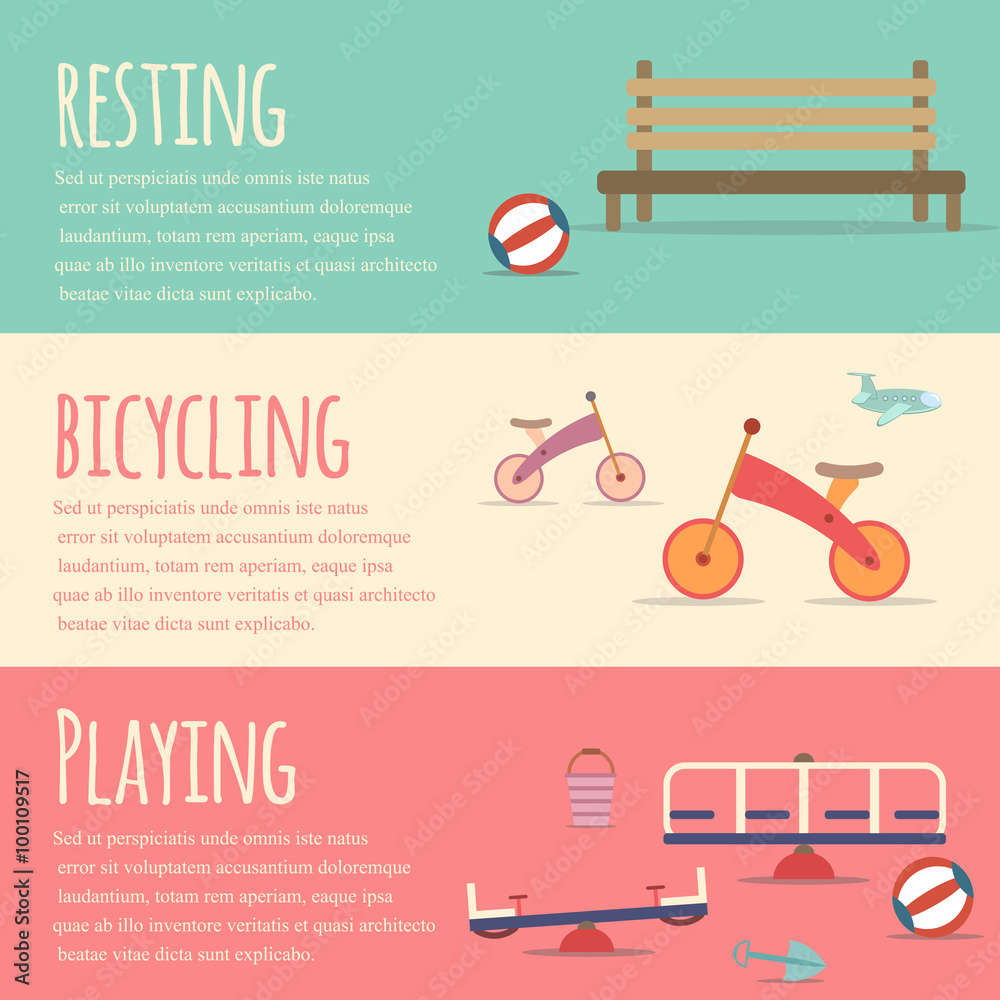Playground infographic elements vector flat illustration.Kids playing ...